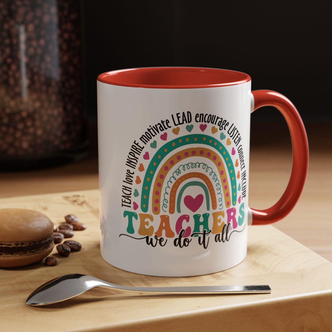 Teacher Appreciation Mug: Colorful Rainbow Design - Etsy
