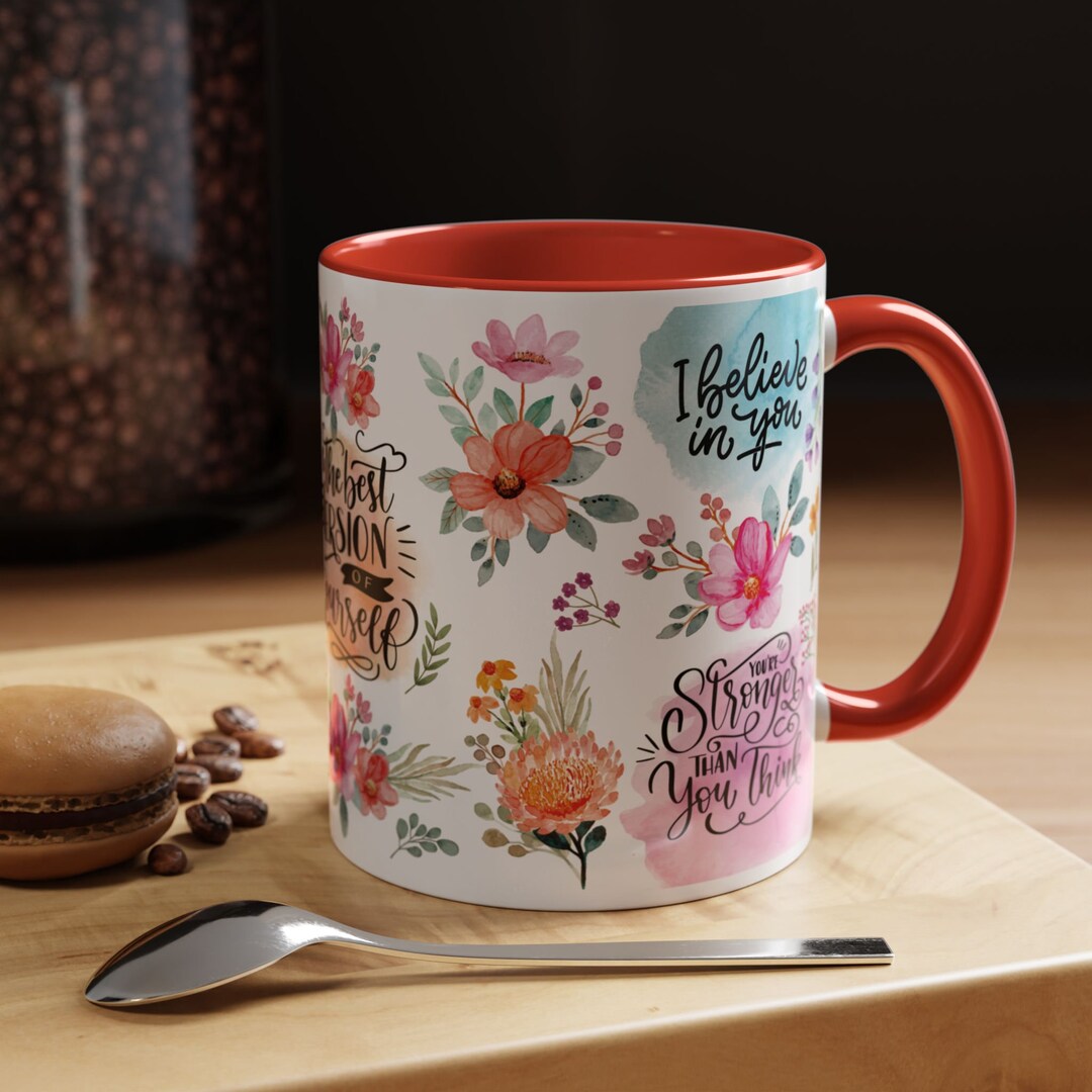 Floral Positive Affirmation Mug: Motivational Sayings - Etsy