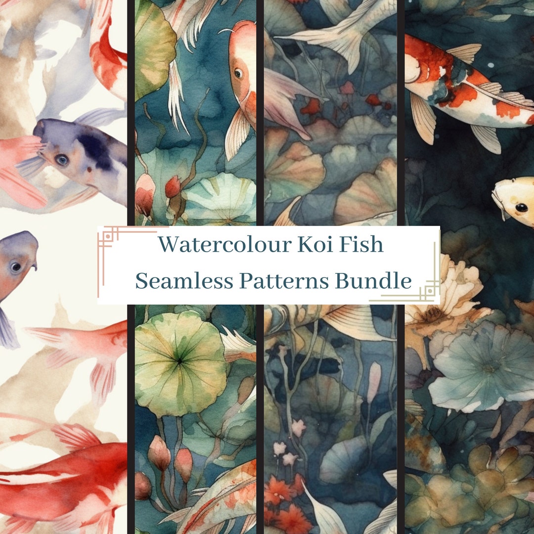 Watercolour Koi Fish Seamless Pattern Bundle - Etsy