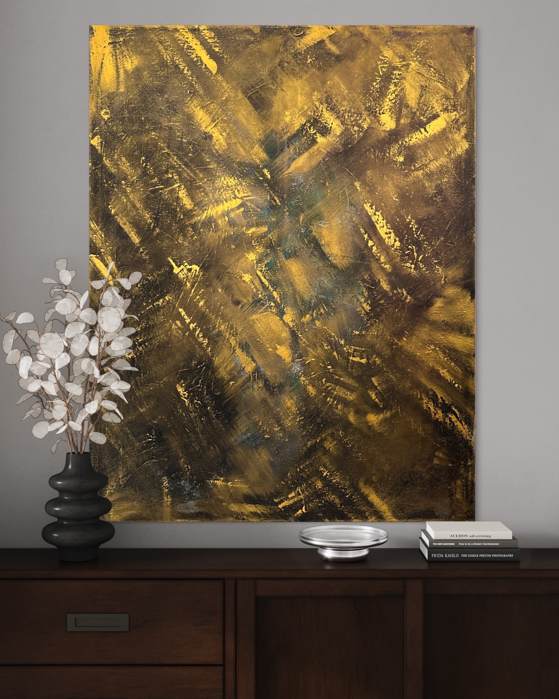Original Golden Painting. Painting Acrylic on Canvas. Abstract Wall Art ...