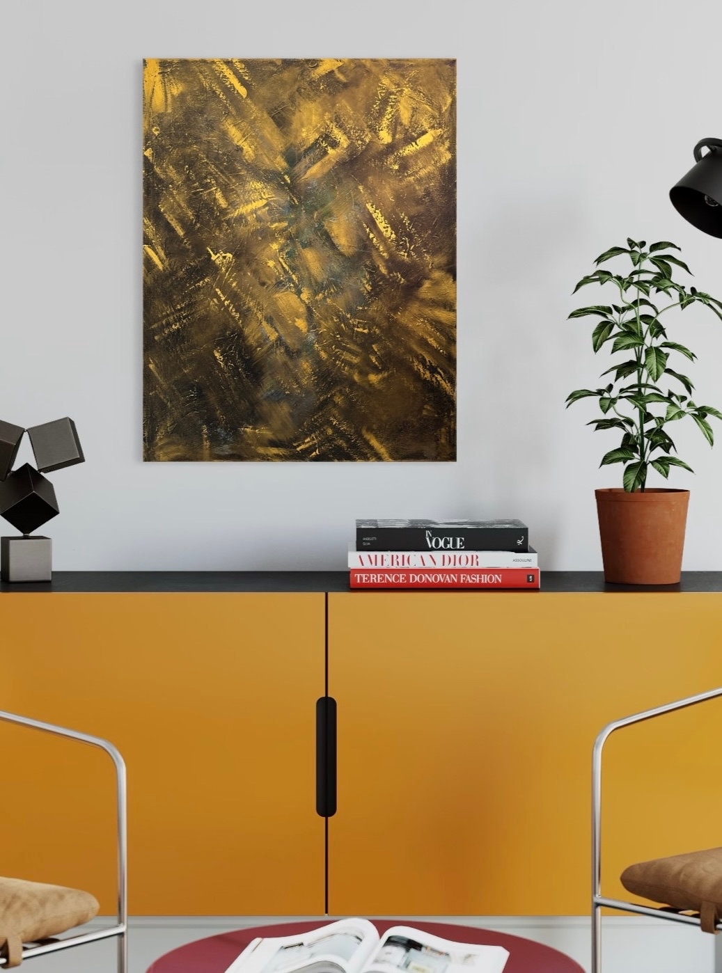 Original Golden Painting. Painting Acrylic on Canvas. Abstract Wall Art ...