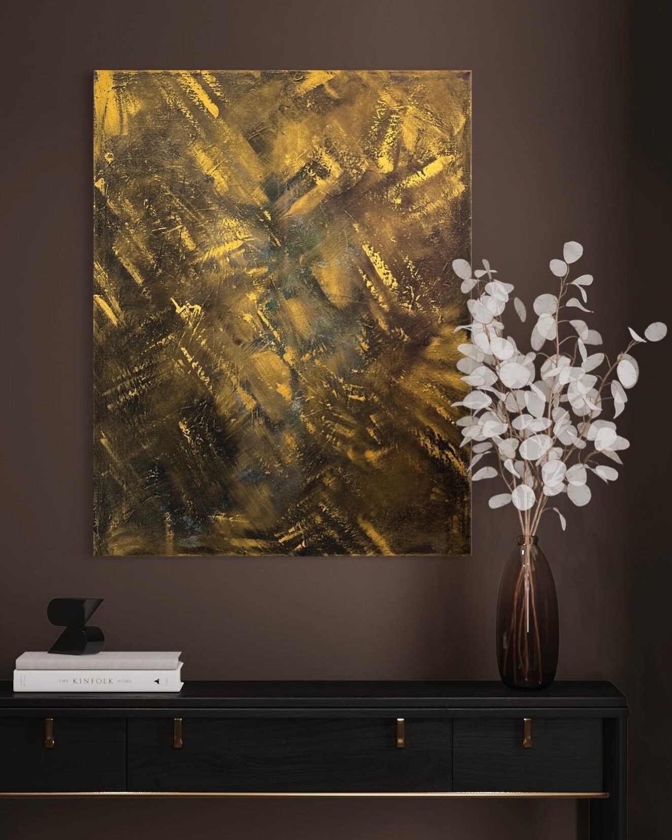 Original Golden Painting. Painting Acrylic on Canvas. Abstract Wall Art ...