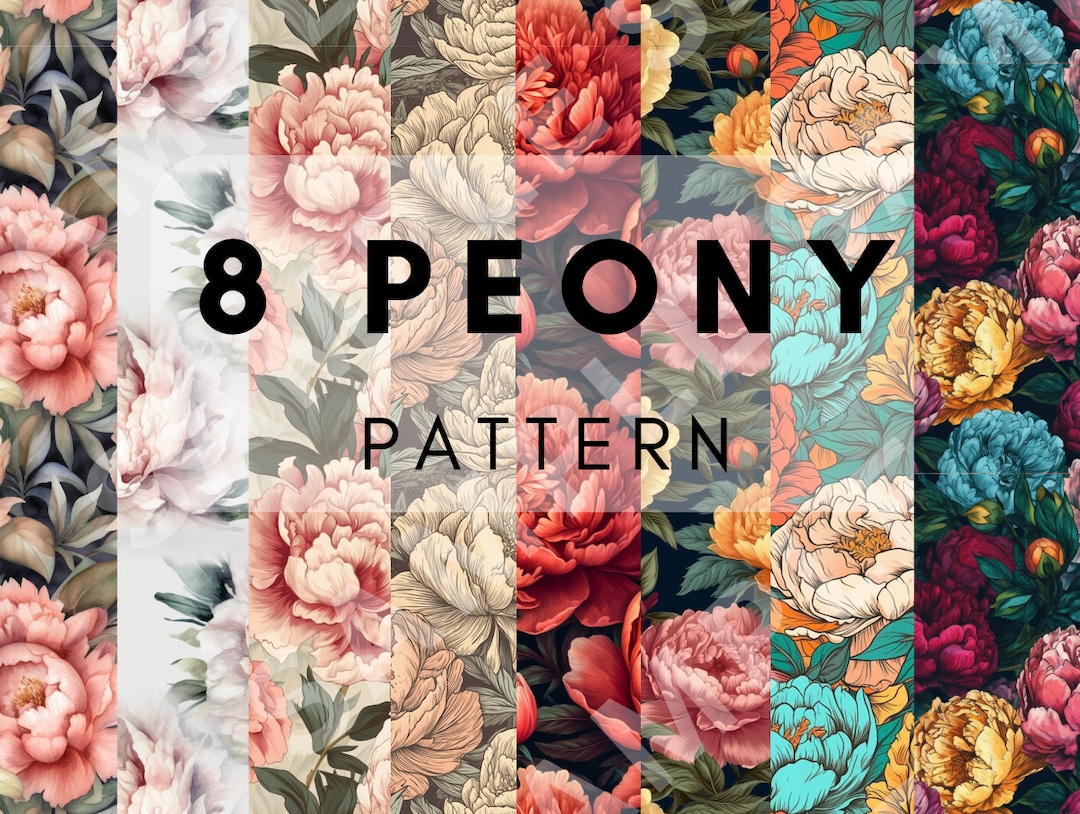 8 Seamless Peony/peonies Patterns - Etsy