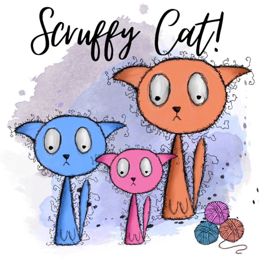 Scruffy Cat Clipart, Clip Art, Cute Cat, Kitten, Digital Download ...