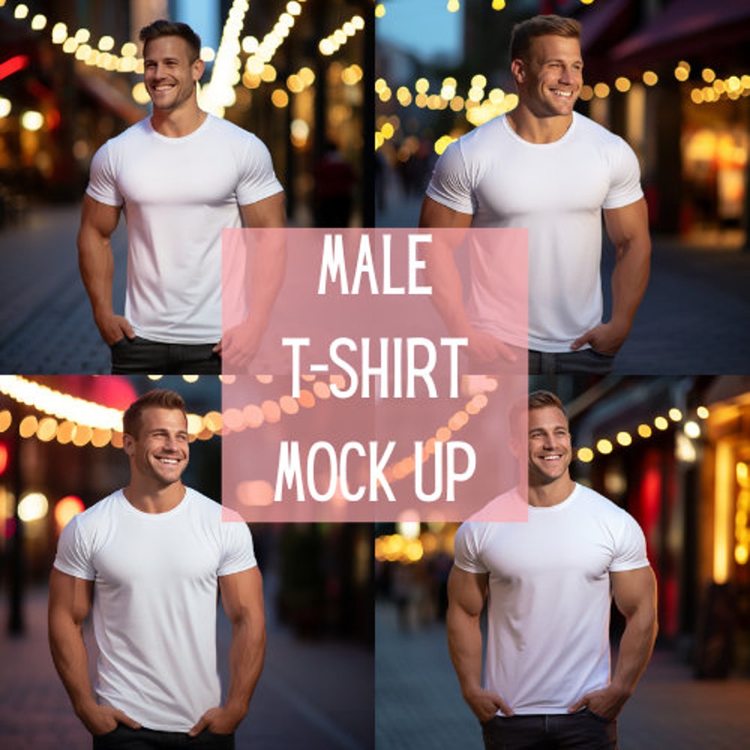 Male White T-shirt Template, Mock Up, Male Fashion for Men, Blank ...