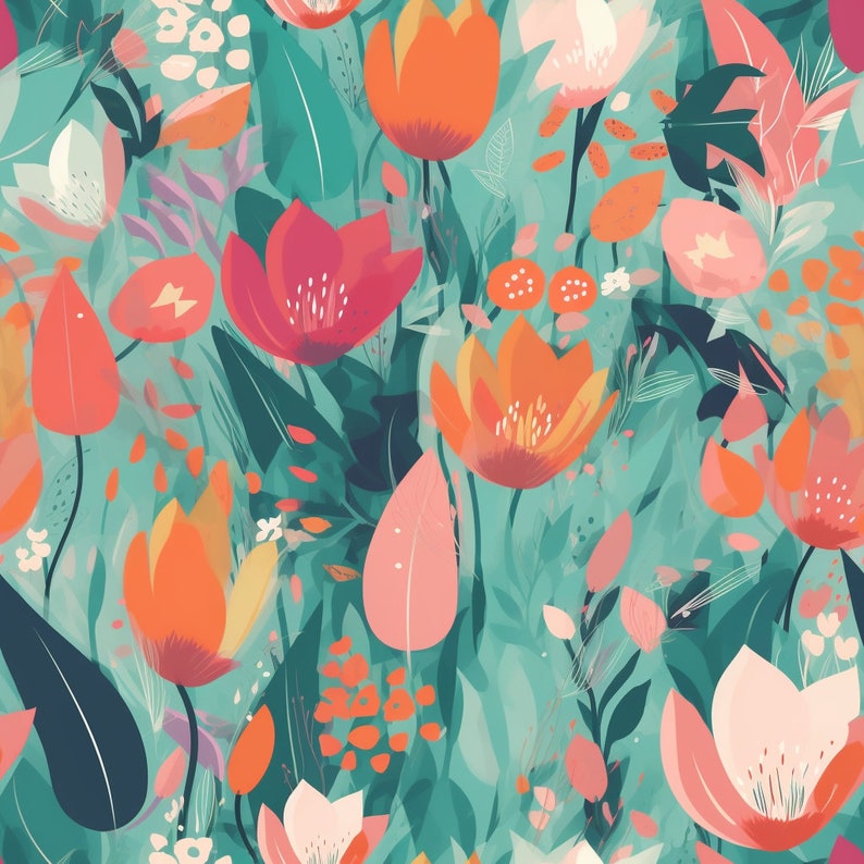 Spring Flowers - Digital Paper - Etsy