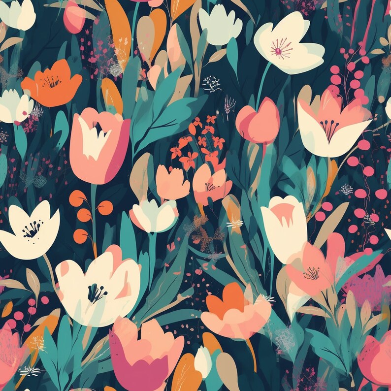 Spring Flowers - Digital Paper - Etsy