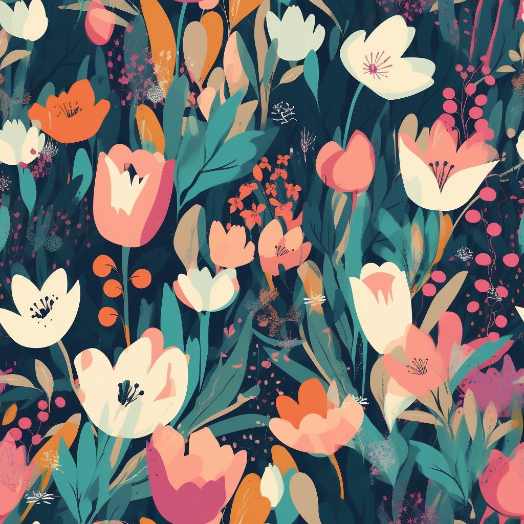 Spring Flowers - Digital Paper - Etsy