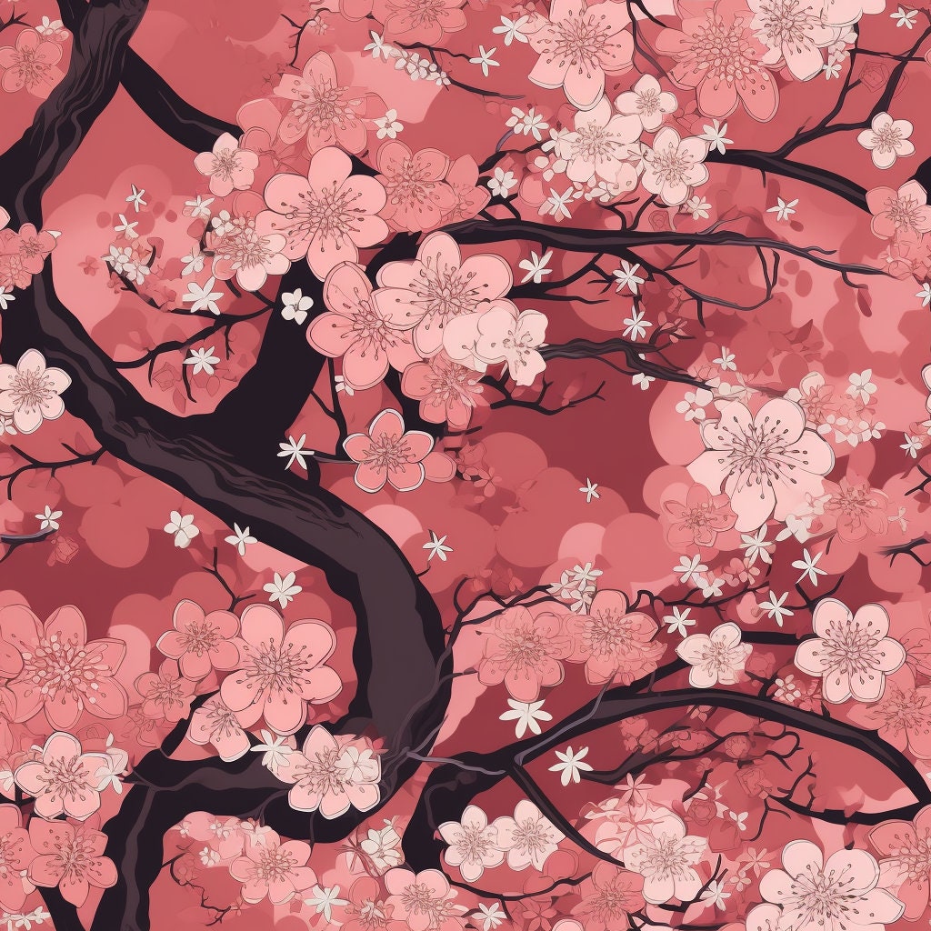 Sakura Zen-style Digital Paper - Etsy