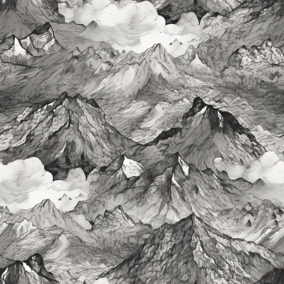 Seamless Inked Mountain Pattern - Etsy