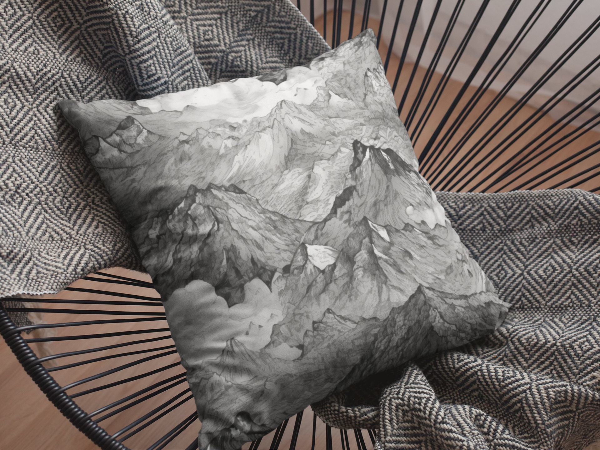 Seamless Inked Mountain Pattern - Etsy