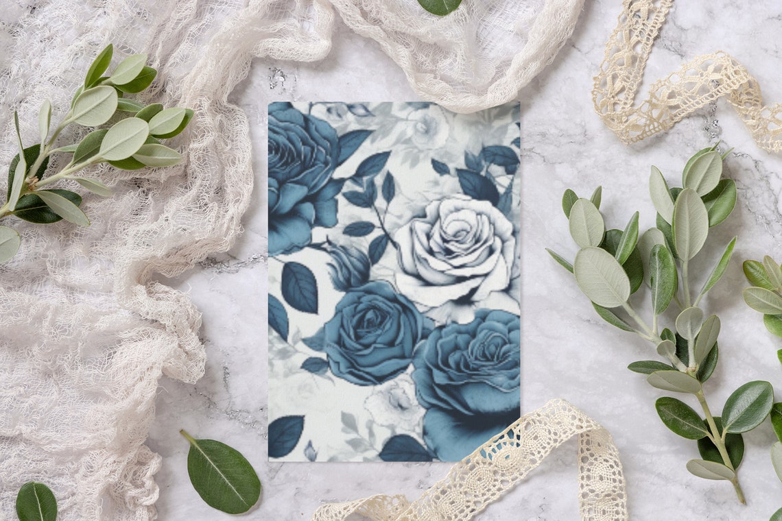 Seamless Blue Roses Pattern - Etsy