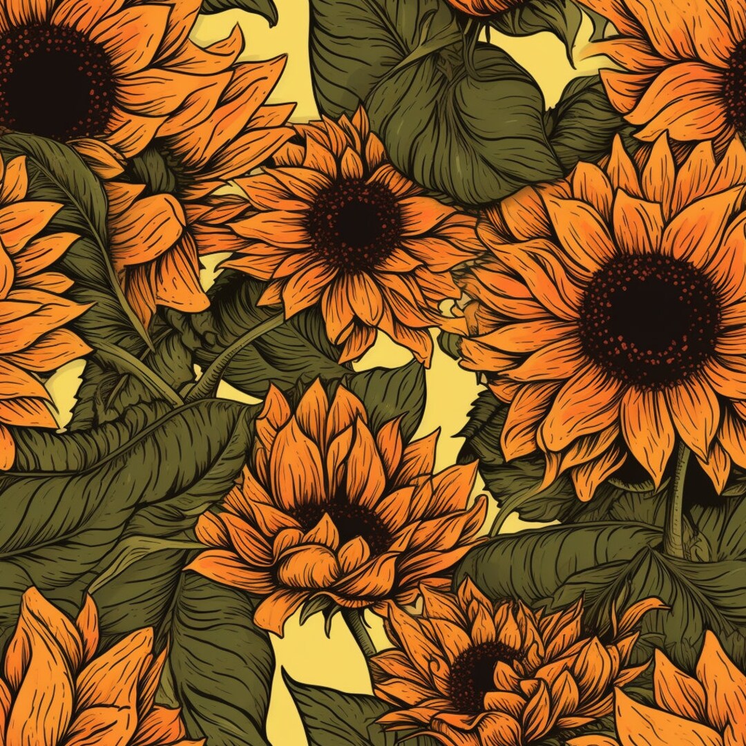 Sunflower Seamless Pattern - Etsy