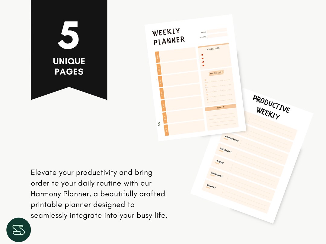 Weekly Planner Sheet Digital Printable Planner Template Minimalist ...