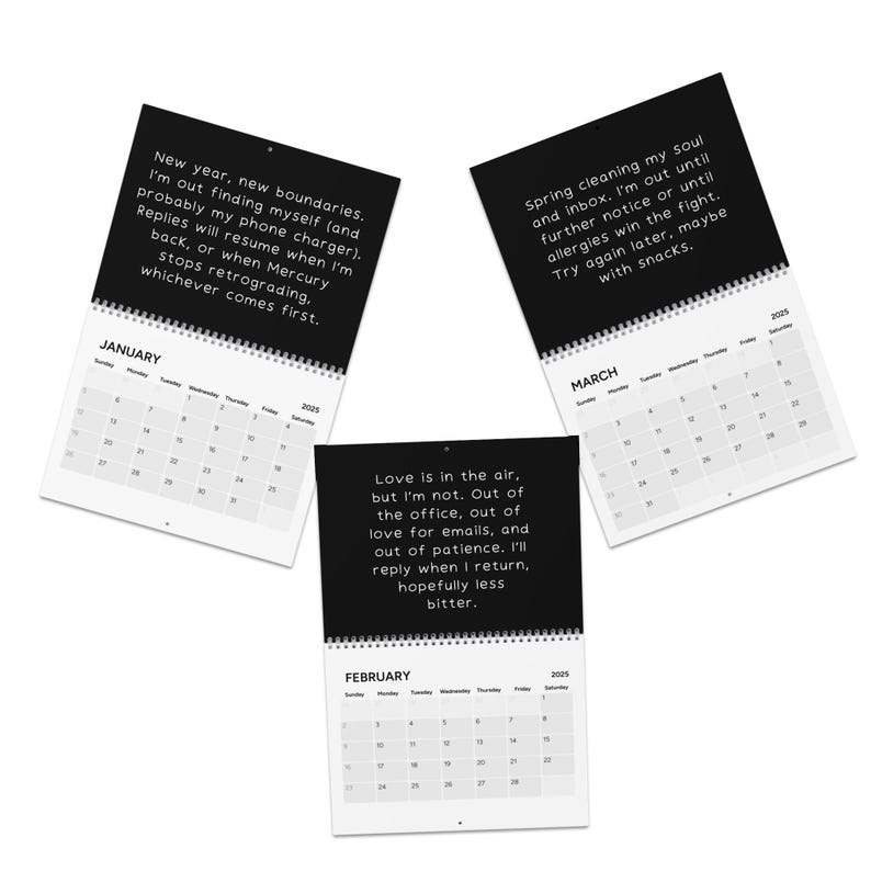 Funny 2025 Wall Calendar, Unhinged Out of Office Messages, Gift for Her ...