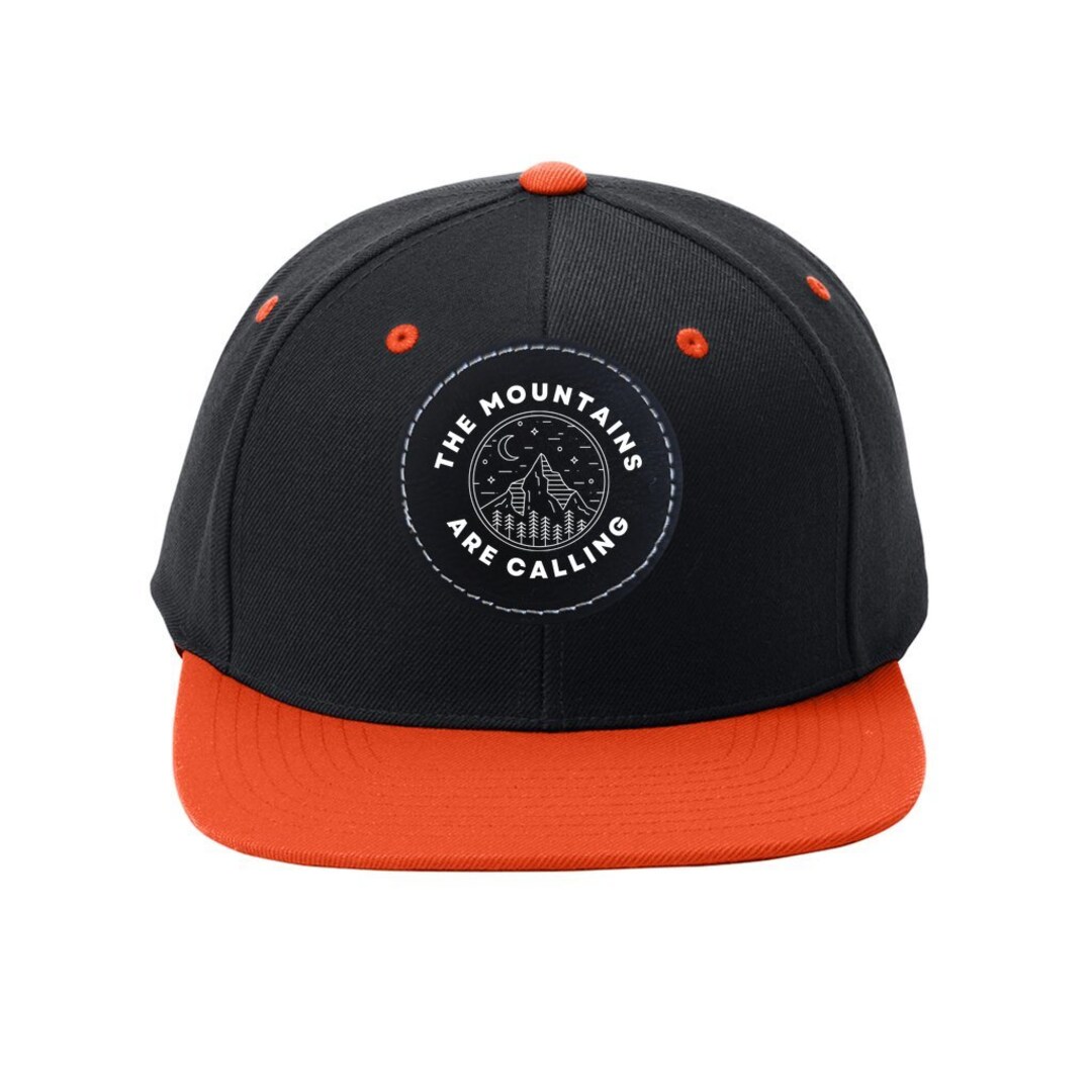 The Mountains Are Calling Cap Flat Bill Snapback Cap With Round Leather ...