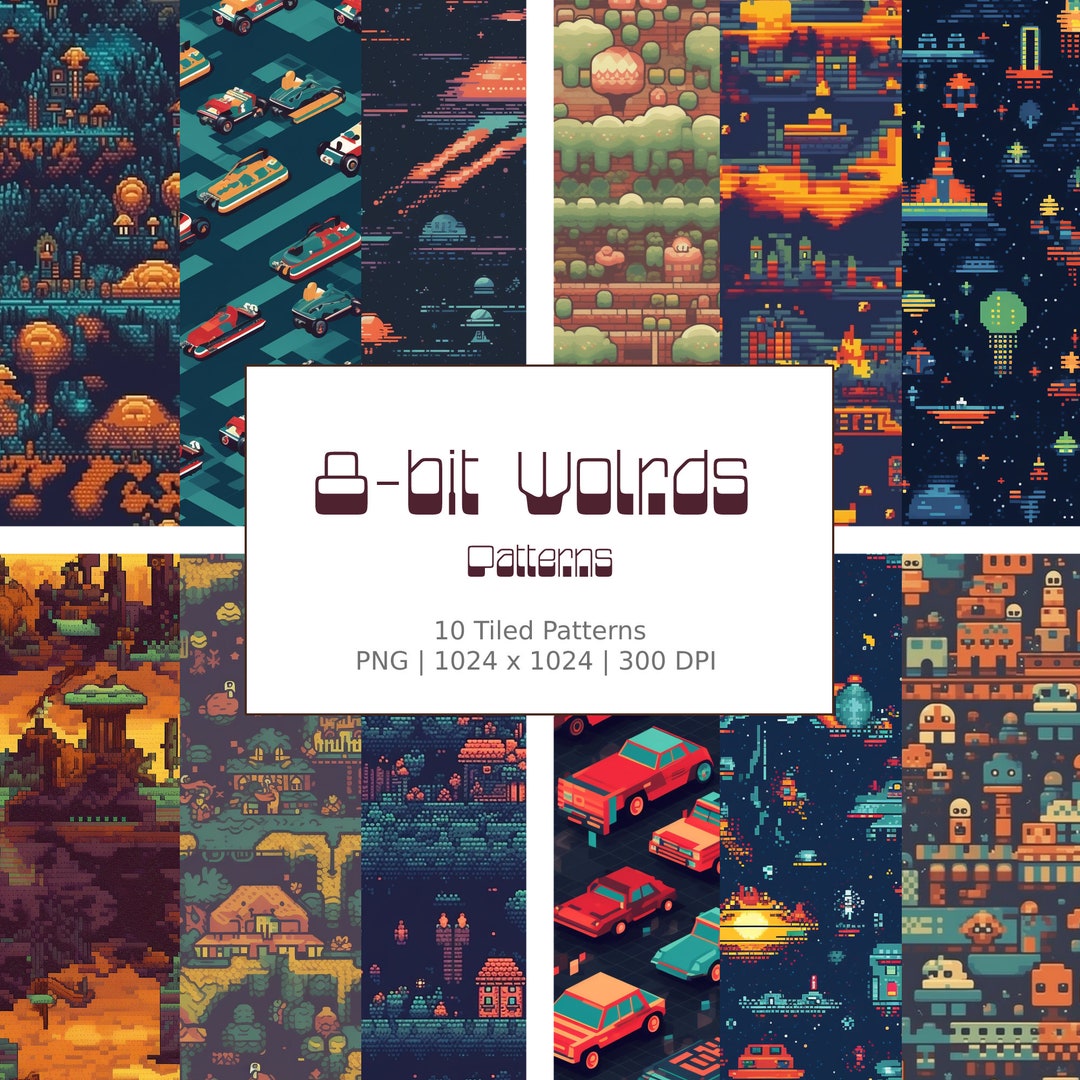 8-bit World Pattern Set - Etsy