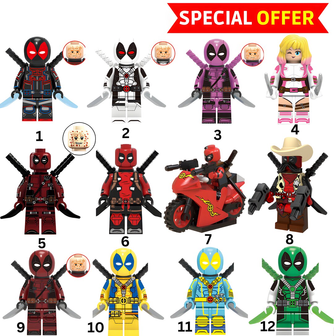 Deadpool Minifigure Selectable Lego Compatible Set Deadpool Etsy