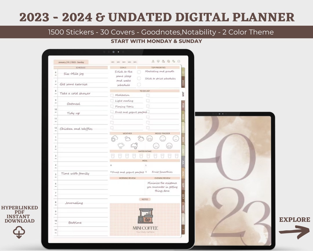 2023 Digital Planner Monthly Planner Weekly Planner Daily - Etsy