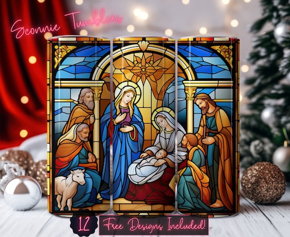 Nativity Scene Stained Glass Pattern Christmas Nativity Scene