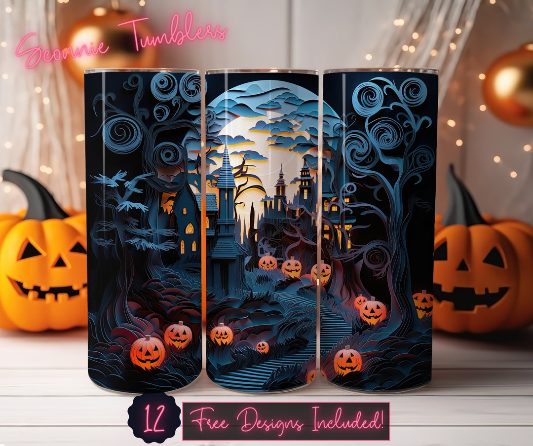 Paper Quilling Haunted House Tumbler Design Wrap, 20 Oz Skinny Tumbler ...