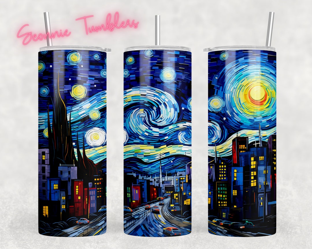 Starry Night Graffiti Style Tumbler Design Wrap 20 Oz Skinny - Etsy