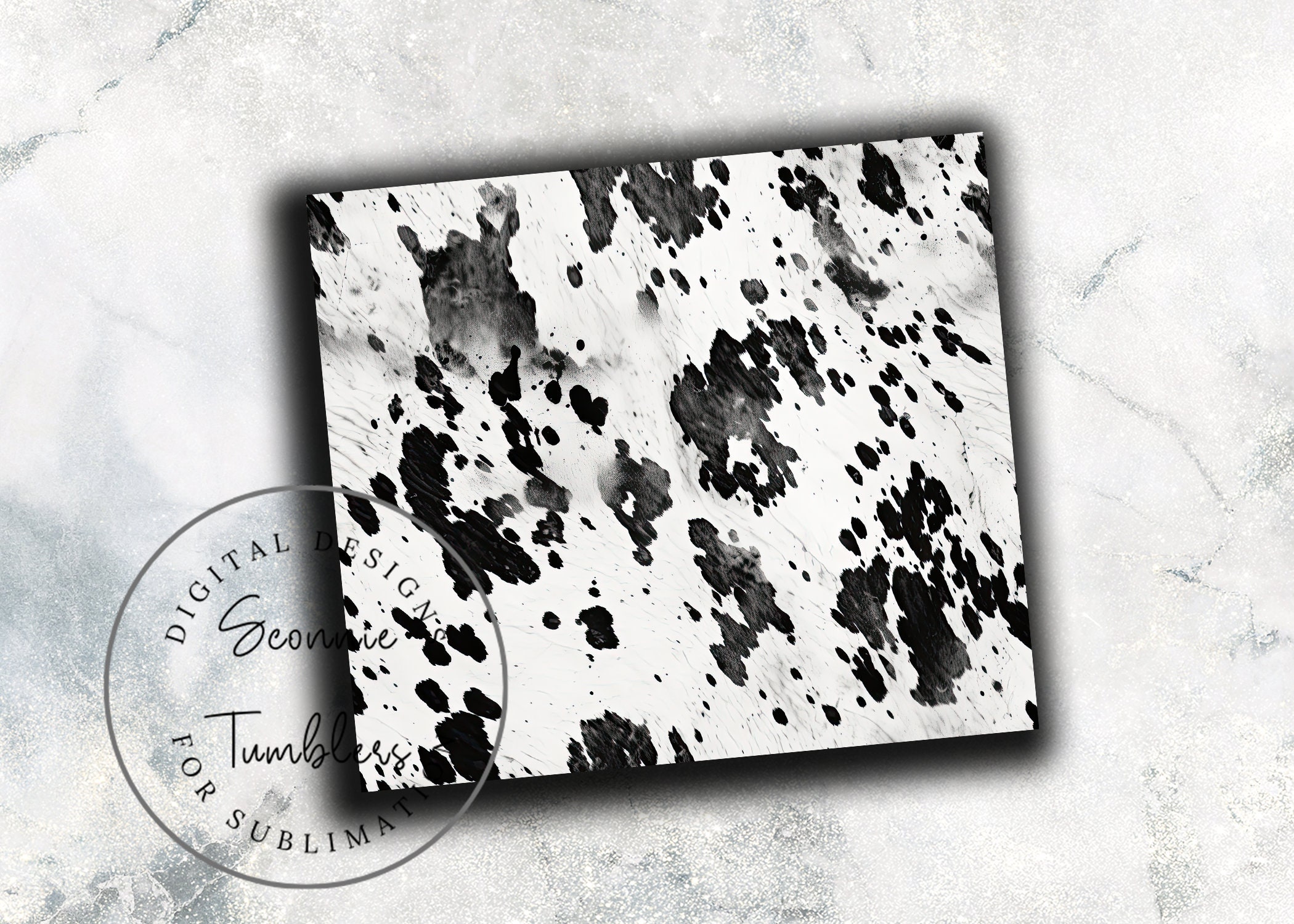 Cow Print Seamless Tumbler Design Wrap, 20 Oz Skinny Tumbler ...