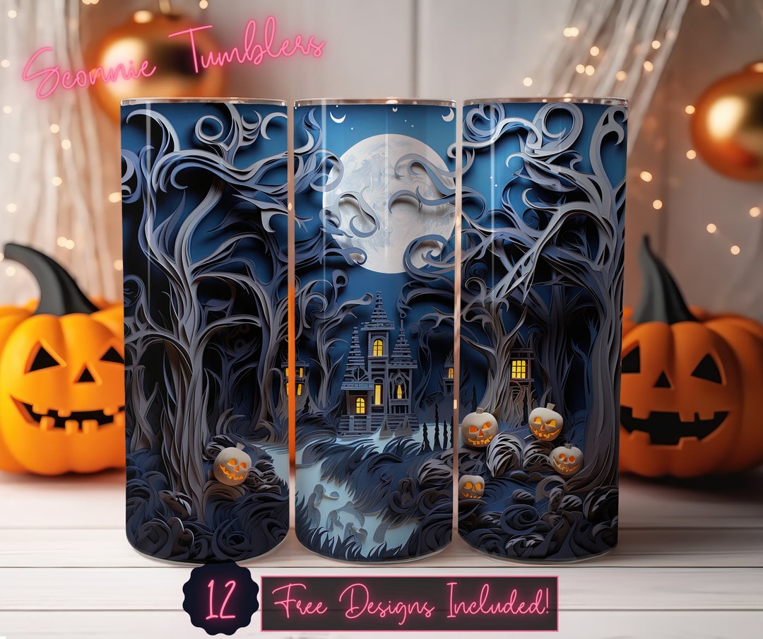 Paper Quilling Haunted House Tumbler Design Wrap, 20 Oz Skinny Tumbler ...