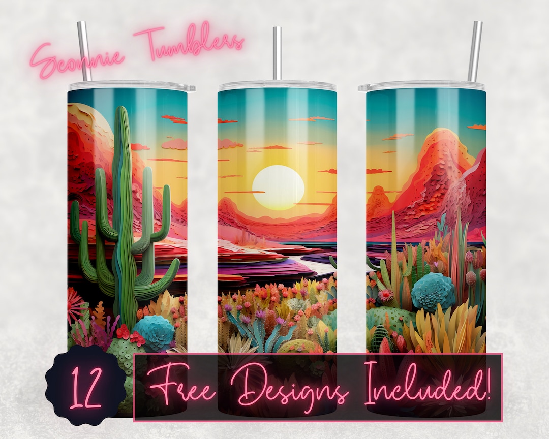 Desert Scene Paper Quilling Style Tumbler Design Wrap, 20 Oz Skinny ...