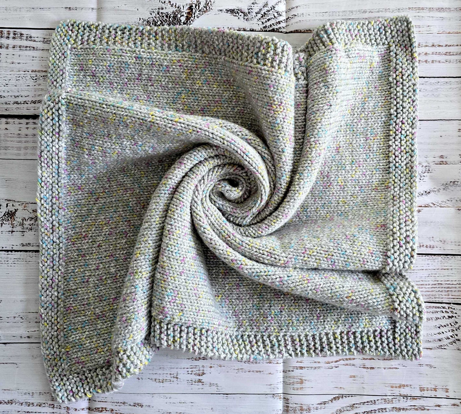 Gray Confetti Sprinkles Hand-knit Soft Baby Toddler Blanket - 30" X 32 ...