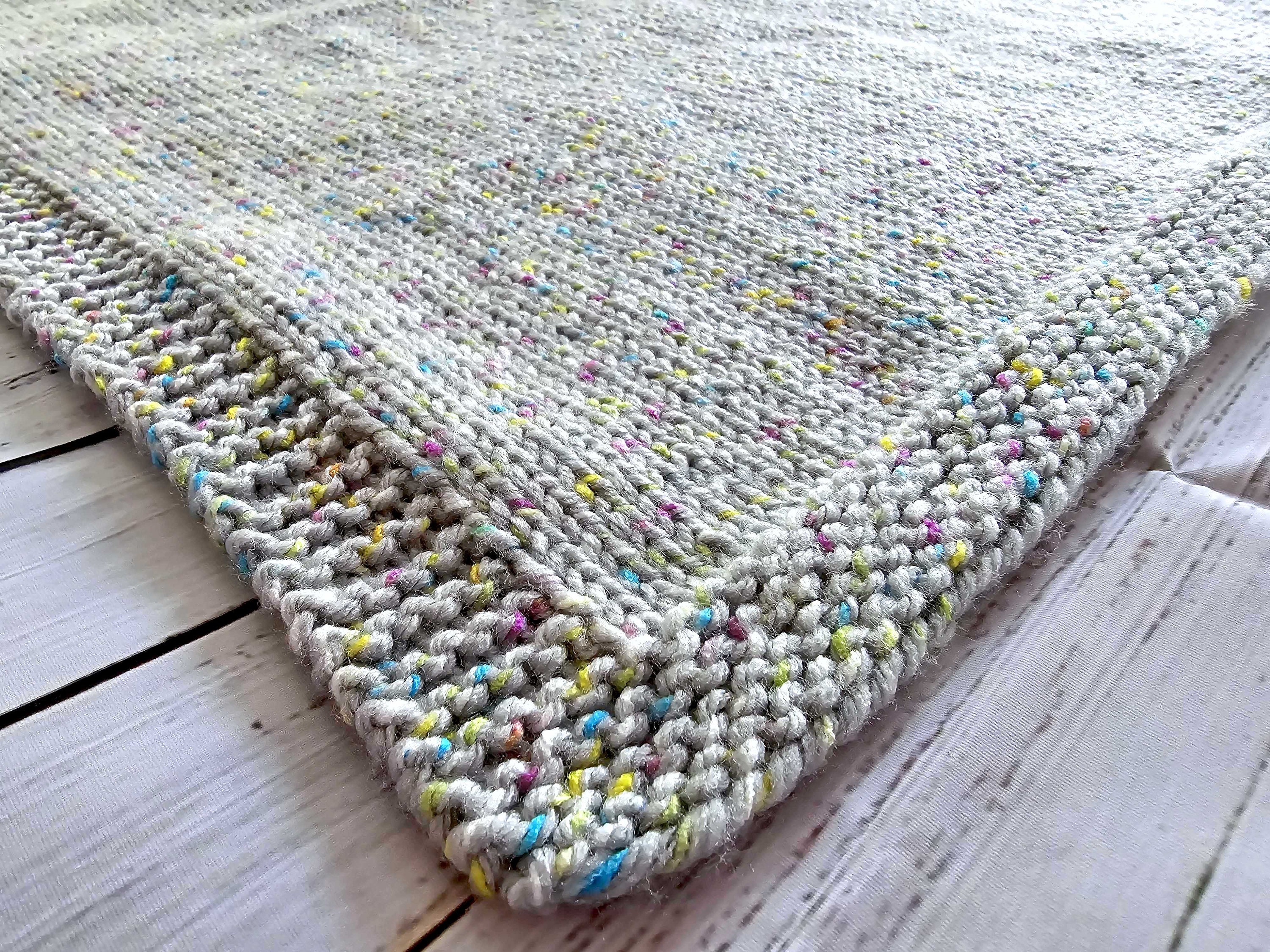 Gray Confetti Sprinkles Hand-knit Soft Baby Toddler Blanket - 30" X 32 ...