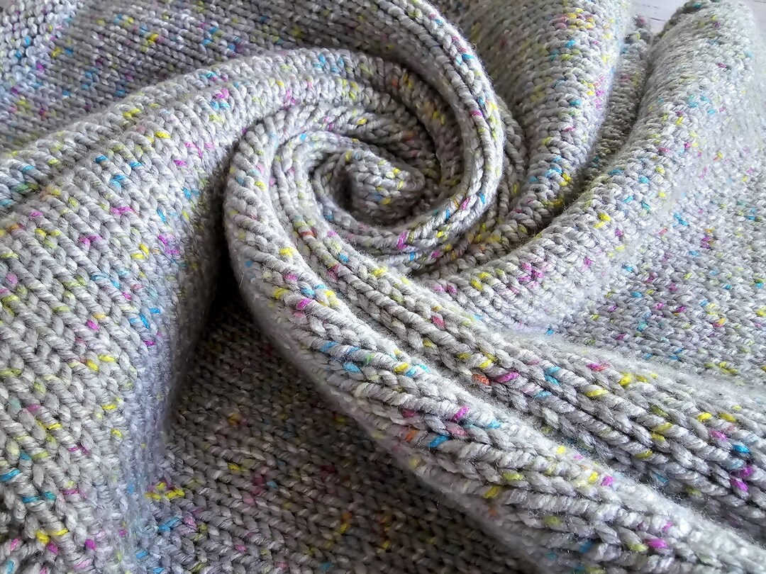 Gray Confetti Sprinkles Hand-knit Soft Baby Toddler Blanket - 30" X 32 ...