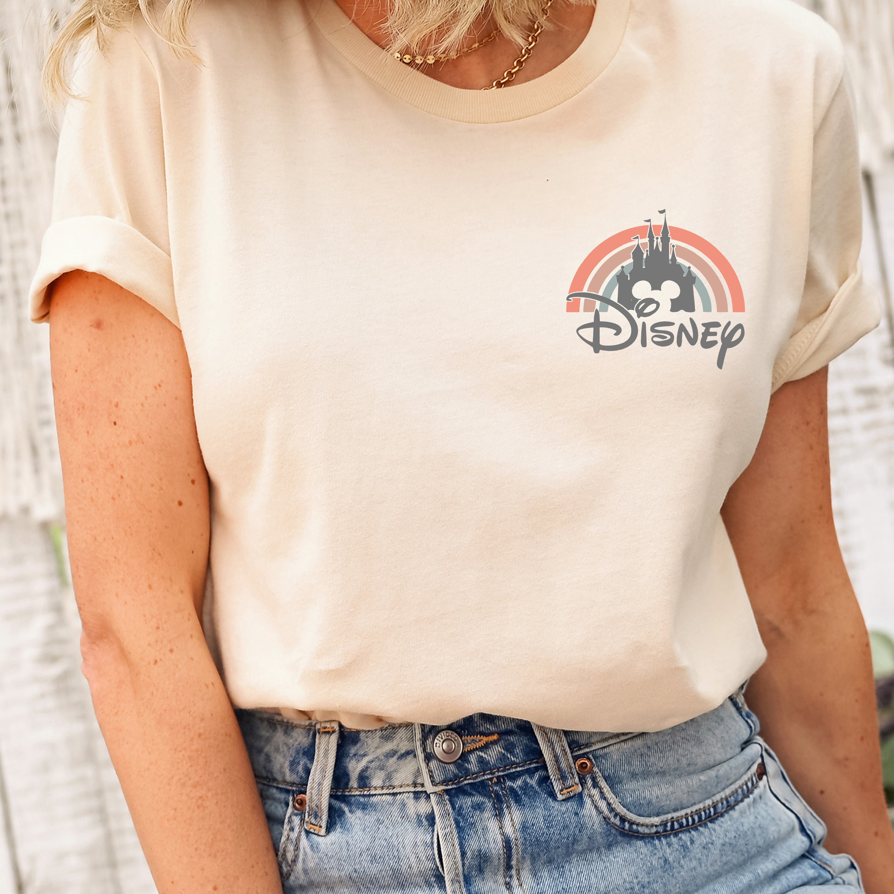 Disney Rainbow Castle T-shirt, Disney Pocket Shirt, Disney Family Shirt ...