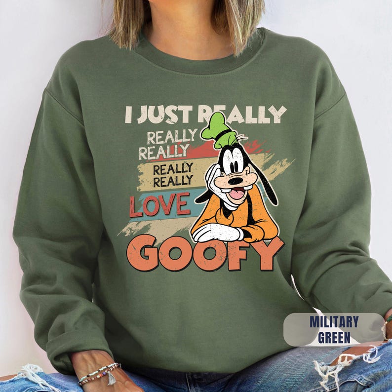 Funny I Just Really Love Goofy Sweatshirt, Cute Goofy Dog Sweater ...