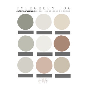 Evergreen Fog Sherwin Williams Paint Palette, Neutral Interior Home ...