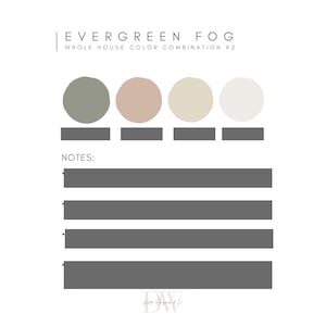 Evergreen Fog Sherwin Williams Paint Palette, Neutral Interior Home ...
