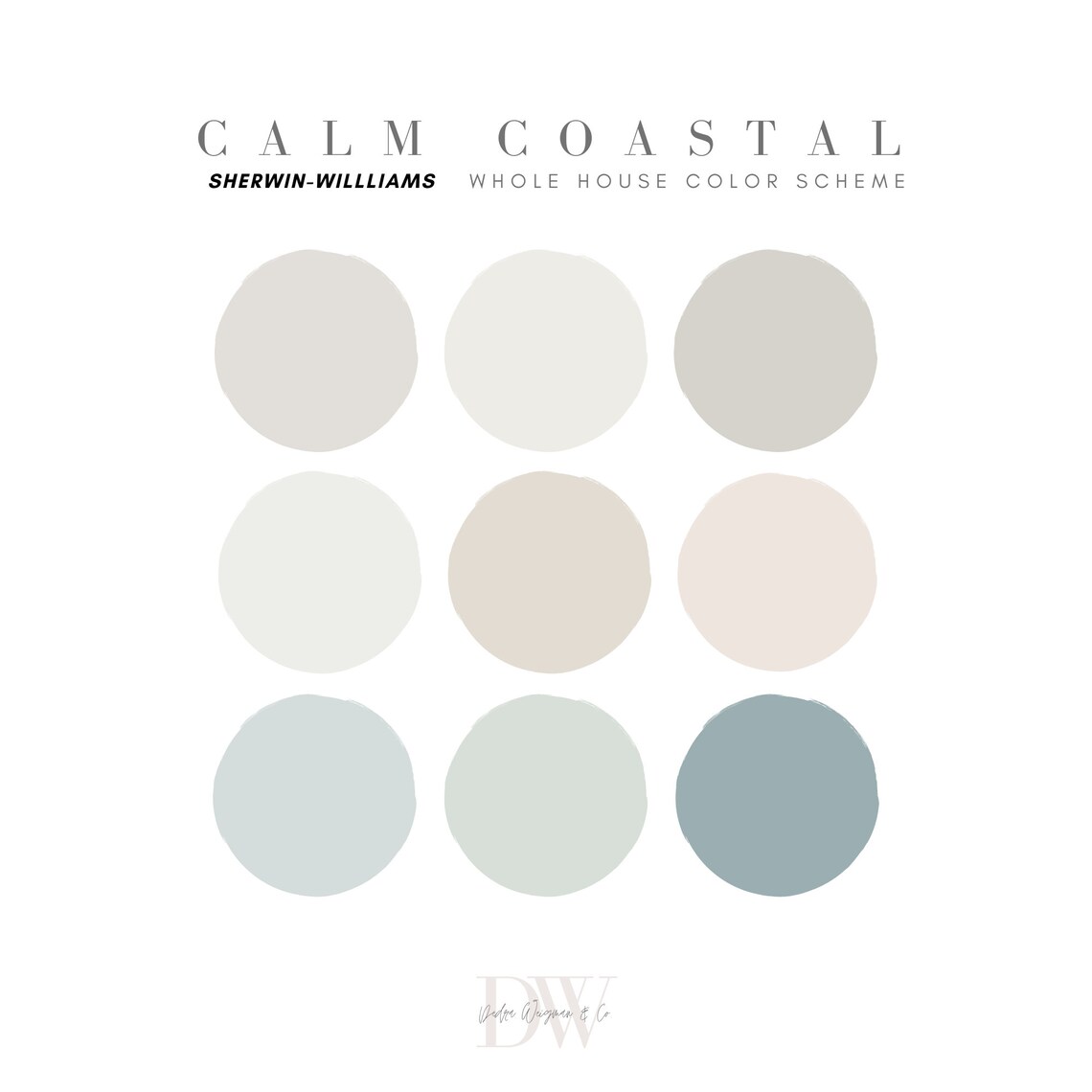 Calm Coastal Whole House Paint Color Scheme Sherwin Williams, Calm ...