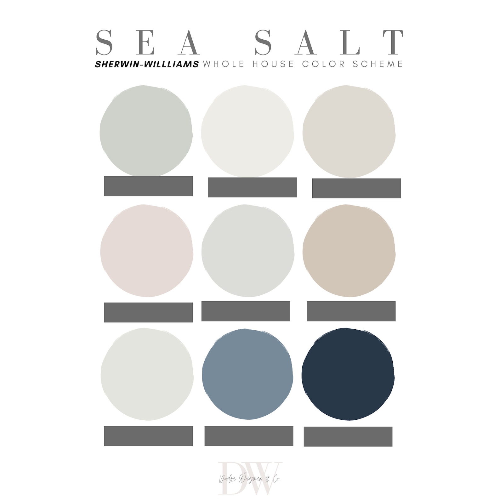 Sea Salt Sherwin Williams Paint Color Palette, Coastal Calm Paint Color ...