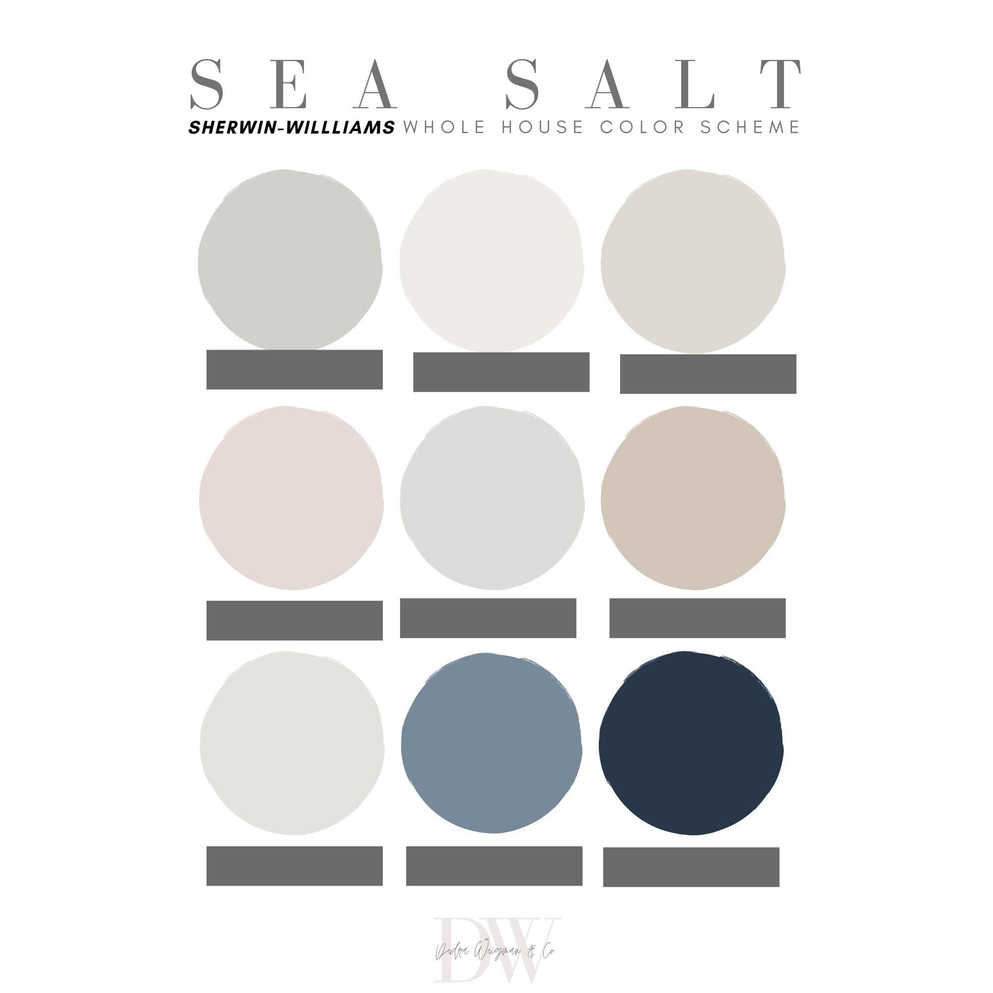 Sea Salt Sherwin Williams Paint Color Palette, Coastal Calm Paint Color ...