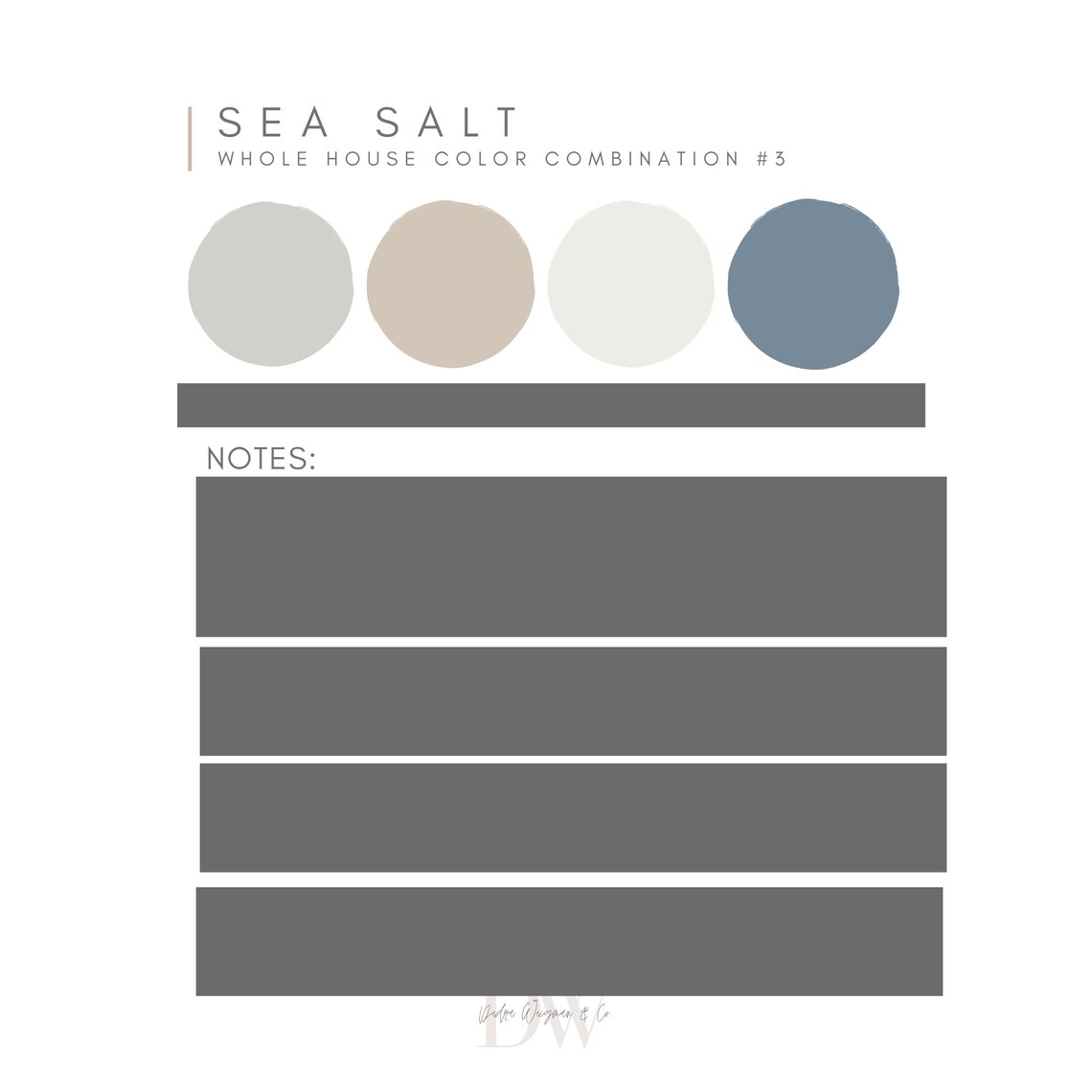 Sea Salt Sherwin Williams Paint Color Palette, Coastal Calm Paint Color ...