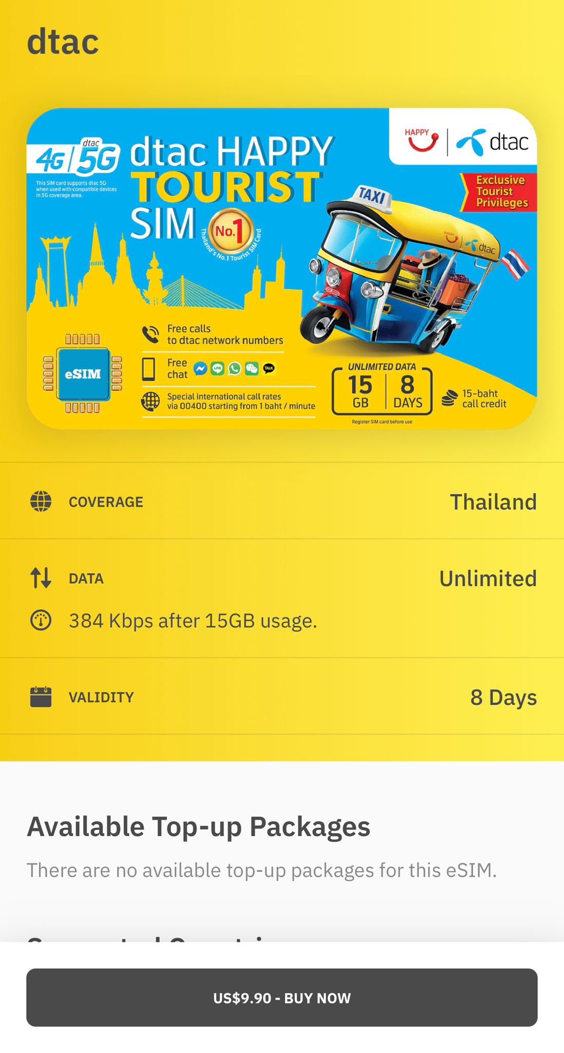 Esim Dtac (thailand) HAPPY Tourist 299 SIM - Unlimited Data for 8 Days - Etsy Australia