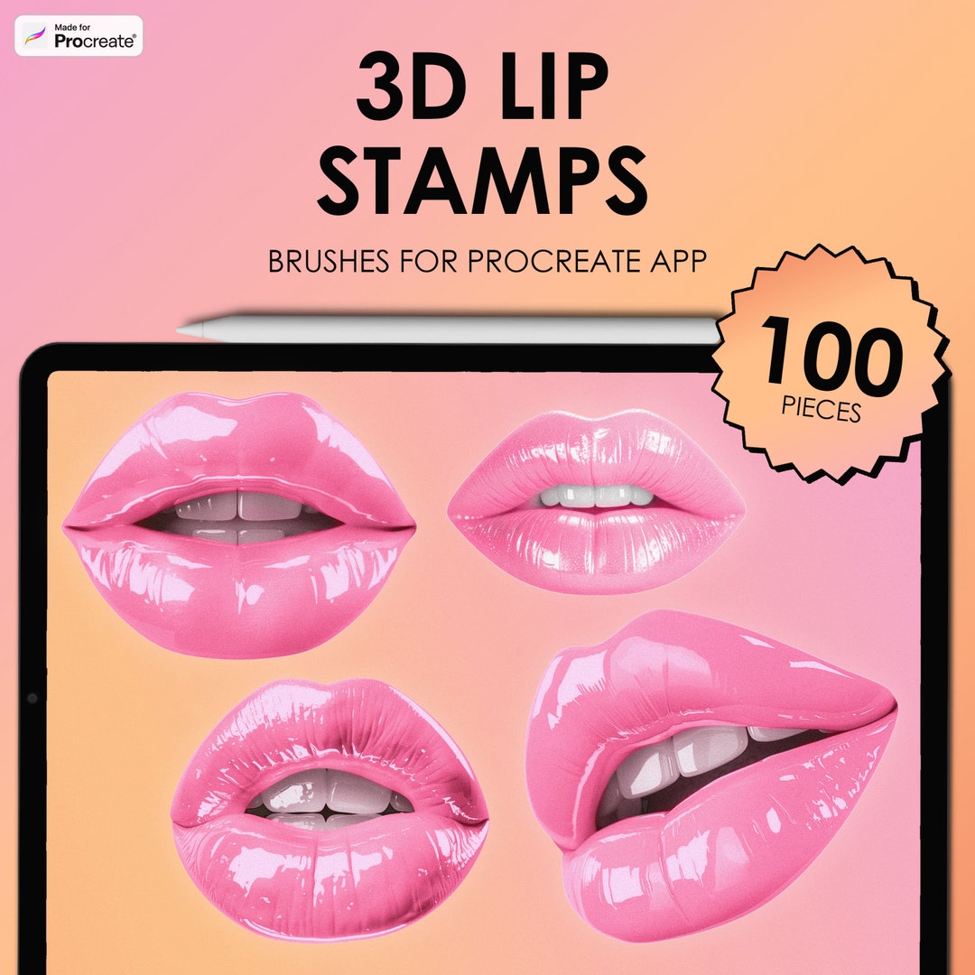 100 3D Procreate Lips Stamps | 3D Lip Procreate Stamps | Procreate Lip ...