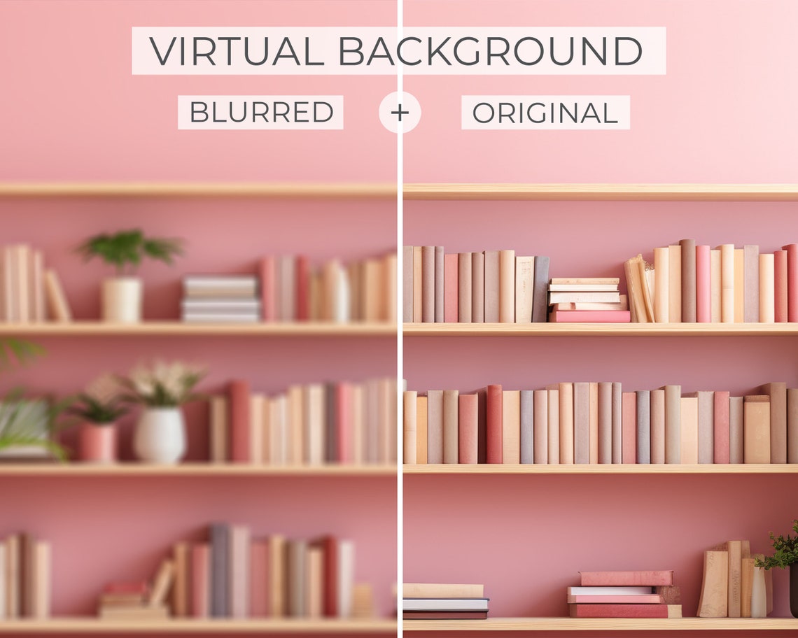 Pink Bookshelf Zoom Background | Pink Zoom Background Home Office ...