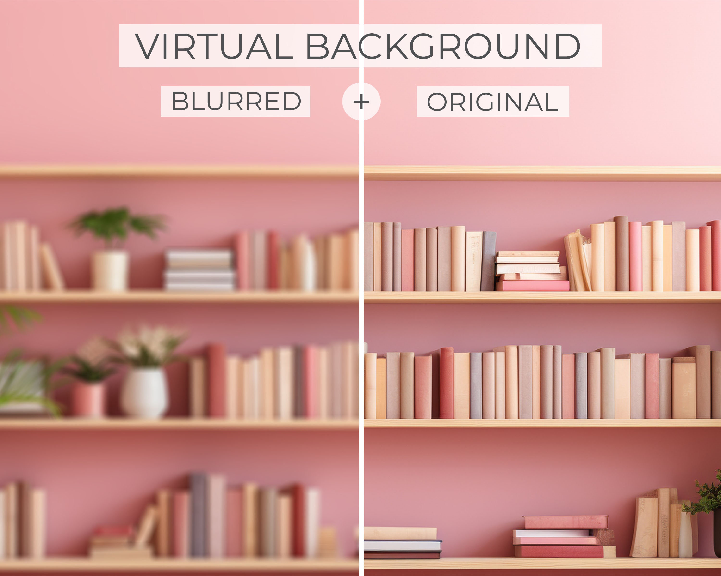 Pink Bookshelf Zoom Background | Pink Zoom Background Home Office ...