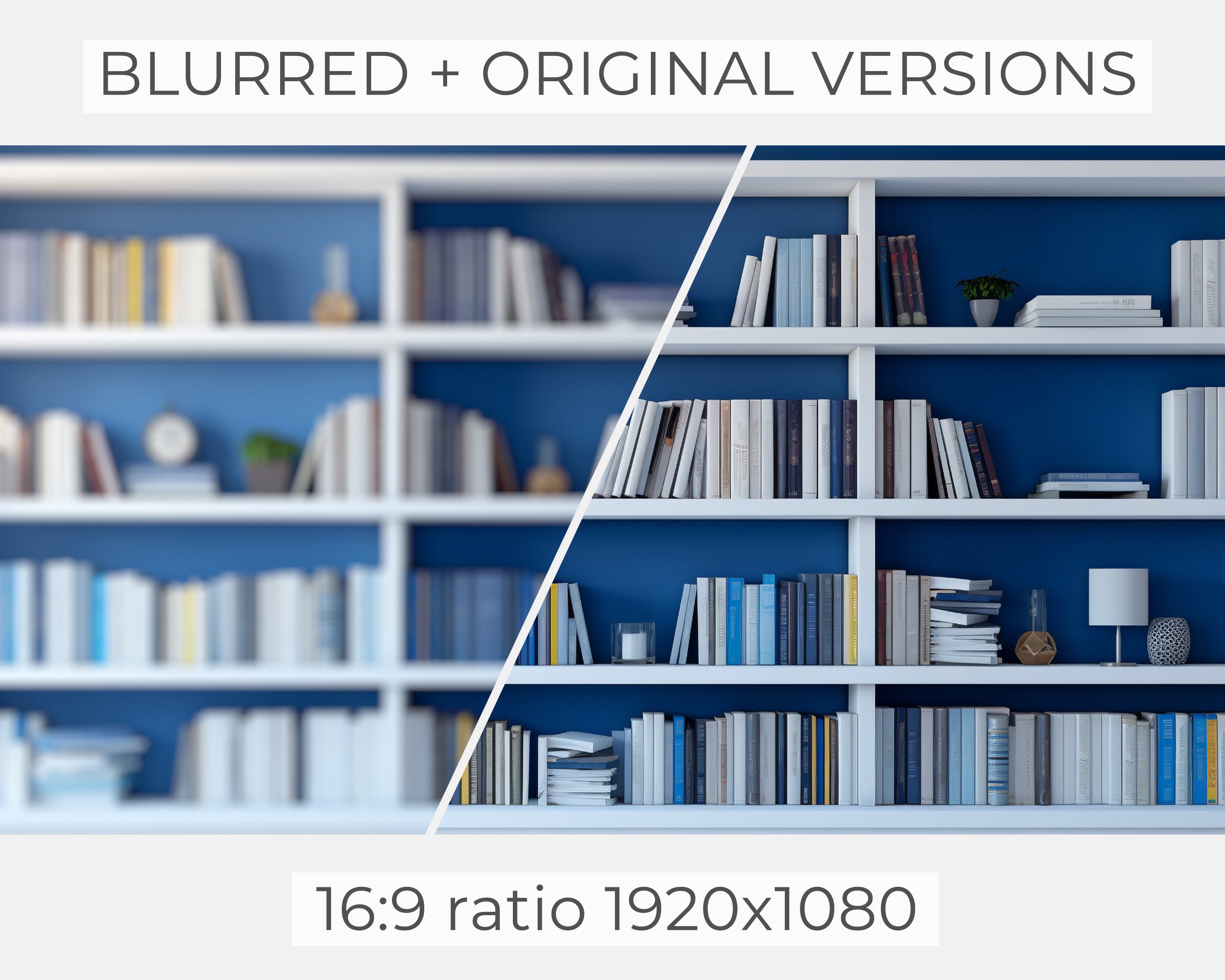 Blue Bookshelf Zoom Background Home Office Home Office - Etsy