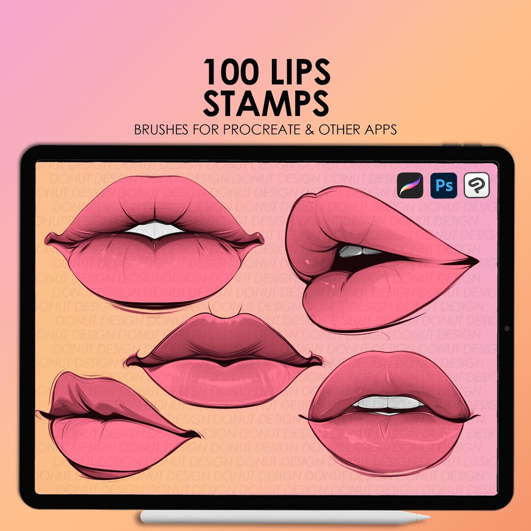100 Procreate Lip Stamps | Lips Procreate Brushes | Photoshop Lips ...