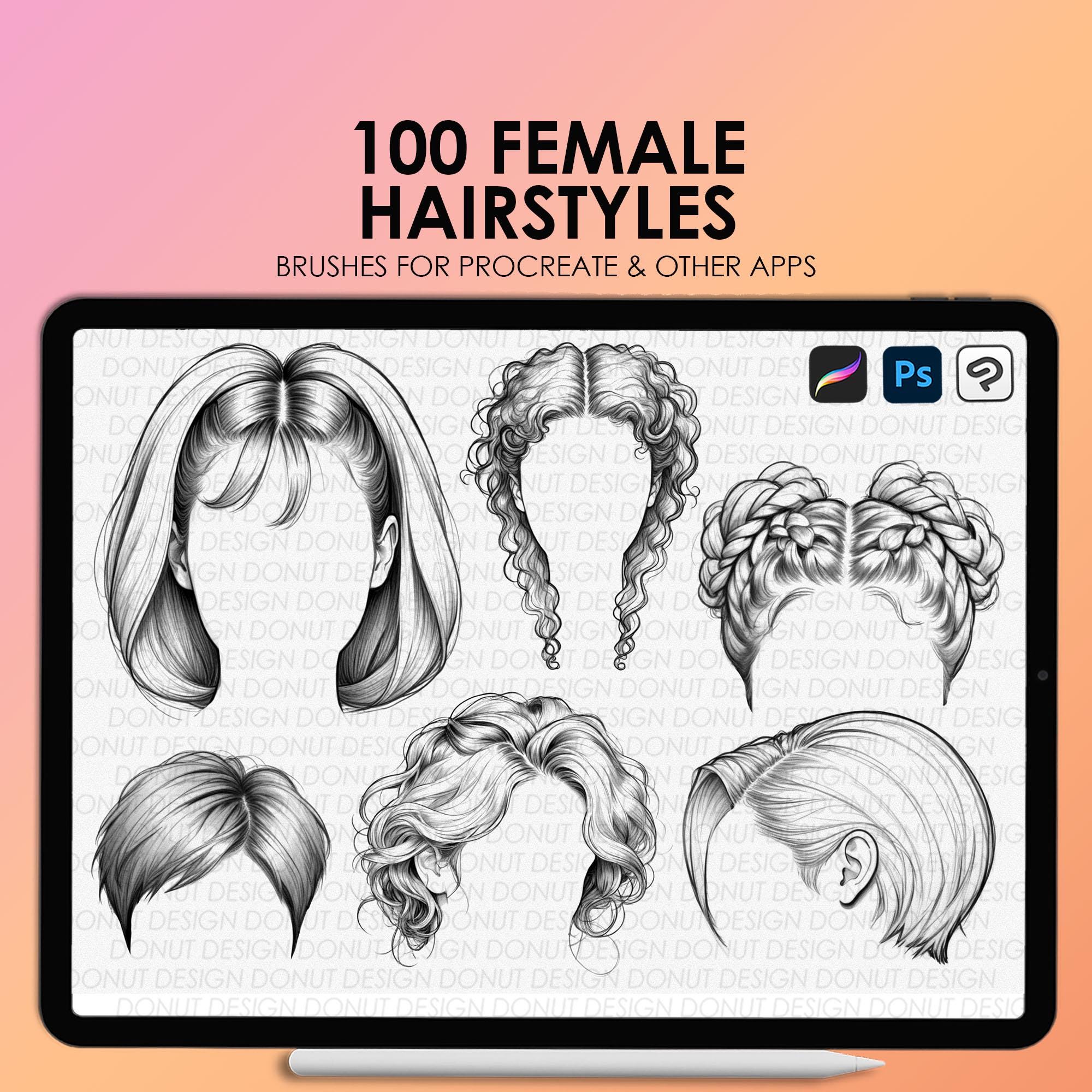 Procreate Hair Stamps | Procreate Hairstyle Stamps | Procreate Hair ...