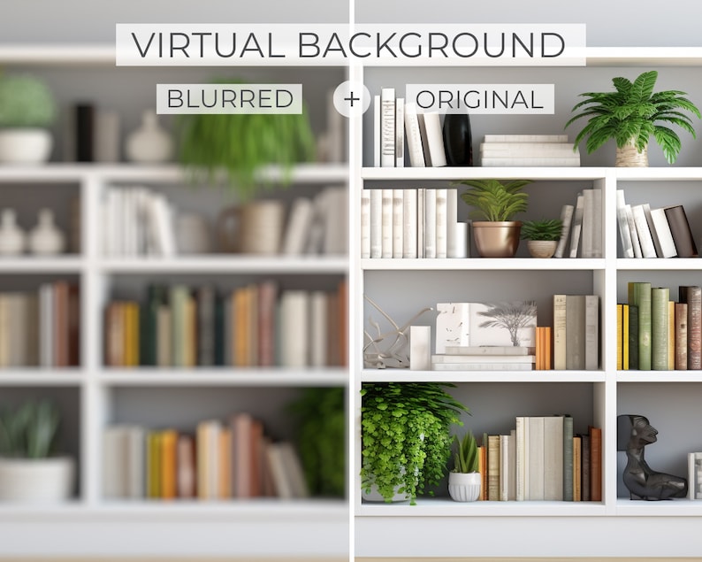 White Bookshelf Zoom Background Home Office Home Office Virtual ...