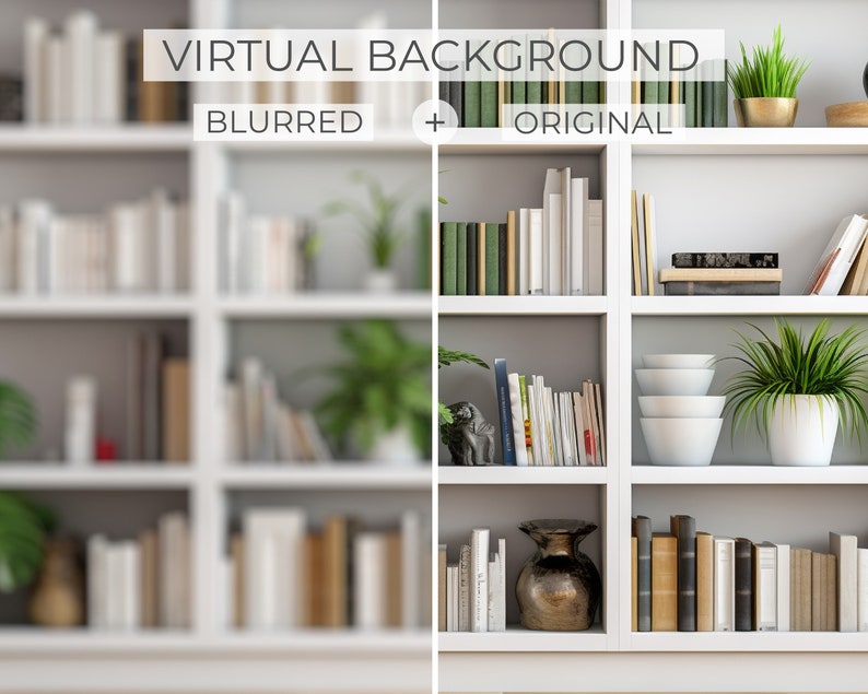 White Bookshelf Zoom Background Home Office Home Office Virtual ...