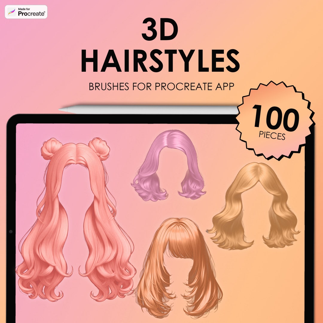 3D Procreate Hair Stamps | 3D Procreate Hairstyle Stamps - Etsy